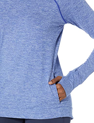 Amazon Essentials Women's Brushed Tech Stretch Popover Hoodie (Available in Plus Size), Blue Space Dye, Large