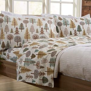 great bay home 4-piece lodge printed ultra-soft microfiber sheet set. beautiful patterns drawn from nature, comfortable, all-season bed sheets. (queen, forest trail)