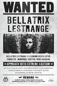 trends international the wizarding world: harry potter - bellatrix wanted poster wall poster, 22.375" x 34", unframed version