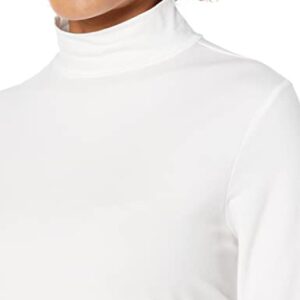 Amazon Essentials Women's Classic-Fit Long-Sleeve Mockneck Top (Available in Plus Size), White, Small