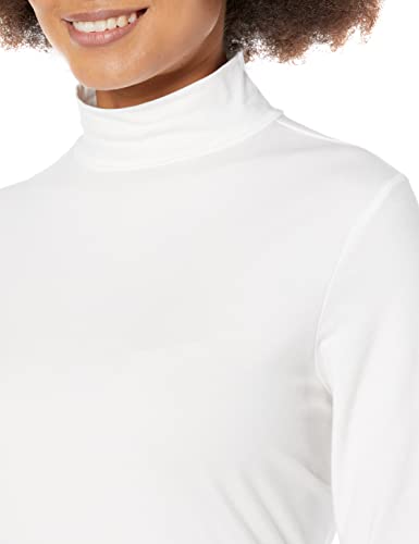 Amazon Essentials Women's Classic-Fit Long-Sleeve Mockneck Top (Available in Plus Size), White, Small