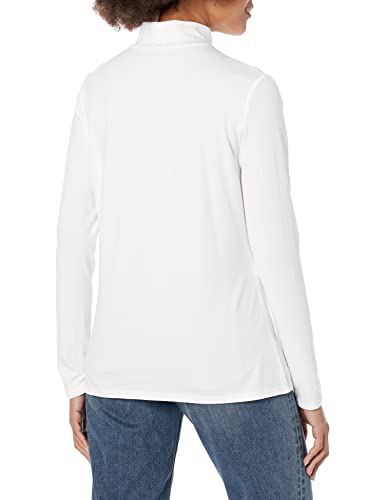 Amazon Essentials Women's Classic-Fit Long-Sleeve Mockneck Top (Available in Plus Size), White, Small