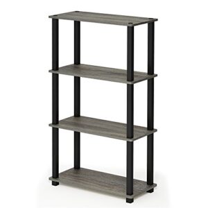 furinno turn-n-tube 4-tier multipurpose shelf display rack, square tube, french oak grey/black