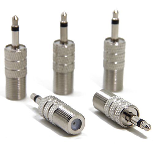 Ancable 5-Pack 3.5mm 1/8-inch Mono Male to F-pin Female Coaxial Cable Converter Adapter for Bose Wave FM Antenna