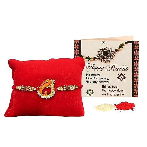 TIED RIBBONS Rakhi for Brother | Bhai Rakhi with Card | Roli Chawal Tika - Raksha bandhan Rakhi Bracelet for Brother Rakhi Thread | Rakhi for Bhaiya | Rakhi Gifts for Brother (Orange | Multi)