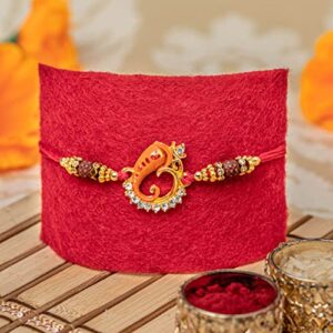 TIED RIBBONS Rakhi for Brother | Bhai Rakhi with Card | Roli Chawal Tika - Raksha bandhan Rakhi Bracelet for Brother Rakhi Thread | Rakhi for Bhaiya | Rakhi Gifts for Brother (Orange | Multi)