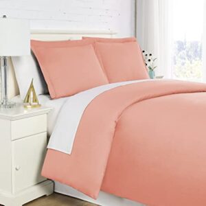 Premium Quality, Soft, Wrinkle, Fade, & Stain Resistant, Easy Care, Oversized Duvet Cover Set, King / California King, Light Peach