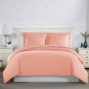 Premium Quality, Soft, Wrinkle, Fade, & Stain Resistant, Easy Care, Oversized Duvet Cover Set, King / California King, Light Peach