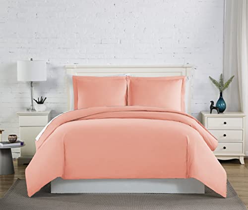 Premium Quality, Soft, Wrinkle, Fade, & Stain Resistant, Easy Care, Oversized Duvet Cover Set, King / California King, Light Peach