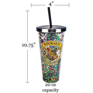 Spoontiques Hogwarts Glitter Cup w/Straw