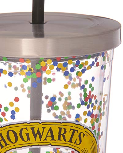 Spoontiques Hogwarts Glitter Cup w/Straw