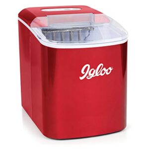 igloo iceb26rr automatic portable electric countertop ice maker machine, 26 pounds in 24 hours, 9 ice cubes ready in 7 minutes, with ice scoop and basket, perfect for water bottles, mixed drinks