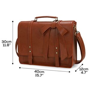 ECOSUSI Women Briefcase PU Leather Laptop Bag College Satchel fit 15.6" Laptop