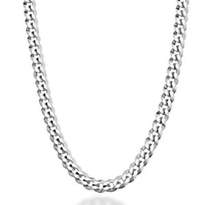 Miabella Solid 925 Sterling Silver Italian 5mm Diamond Cut Cuban Link Curb Chain Necklace for Women Men, Made in Italy (16 Inches (X-Small))