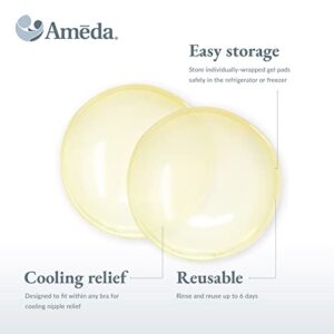 Ameda ComfortGel Nipple Gel Soothing Nursing Pads, Breast Pads Nipple Therapy, Breastfeeding Supplies, Reusable Cooling Relief HydroGel Pads, 2 Pair (4 Count)