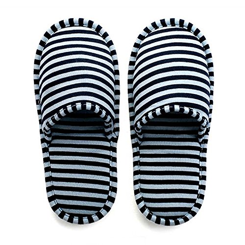 Non-Disposable Travel Slippers Portable Sandals Cotton Spa Hotel Slippers Guest Room Indoor House Slippers Flight Slippers Anti-Skid Foldable Camping Slippers Shoes Footwear Dark Blue