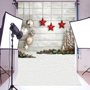 Leyiyi 3x5ft Photography Background Merry Christmas Backdrop Snowflake Sunlight Magic Star Balls Cold Winter Snowcovered Fir Pane White Redberry Needle Happy New Year Photo Portrait Vinyl Studio Prop