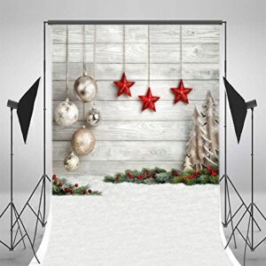 Leyiyi 3x5ft Photography Background Merry Christmas Backdrop Snowflake Sunlight Magic Star Balls Cold Winter Snowcovered Fir Pane White Redberry Needle Happy New Year Photo Portrait Vinyl Studio Prop