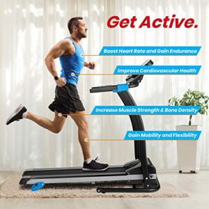 SereneLife Smart Digital Manual Incline Treadmill - Slim Folding Electric 2.5 HP Indoor Home Foldable Fitness Exercise Running Machine with Downloadable App, MP3 Player, Safety Key -SLFTRD25