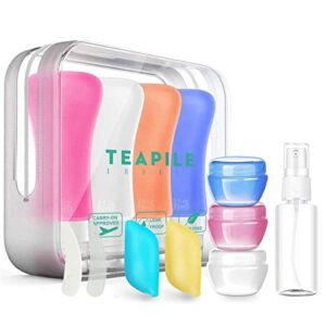 4 pack travel bottles, 3oz leak proof travel accessories containers toiletries,travel shampoo and conditioner bottles,perfect for business or personal travel, fun outdoors 9 pieces