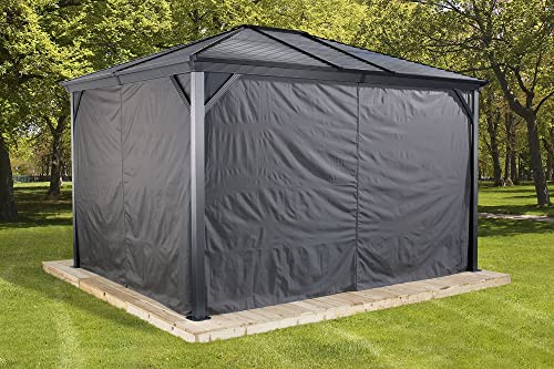 Sojag 10' x 14' Gazebo Accessories Set of 4 Ventura Gazebo Outdoor Curtains, Gray