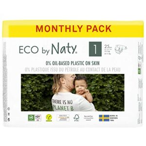 eco by naty baby diapers - plant-based eco-friendly diapers, great for baby sensitive skin and helps prevent leaking (size 1, 100 count)