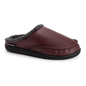 muk luks men's faux leather clog slipper, brown, 8-9