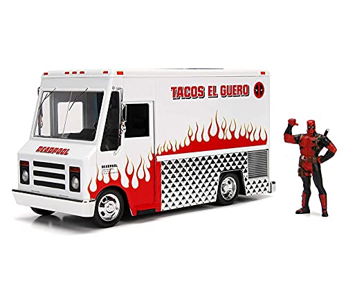 Marvel Deadpool & Taco Truck Die-cast Car, 1:24 Scale Vehicle, 2.75Collectible Figurine