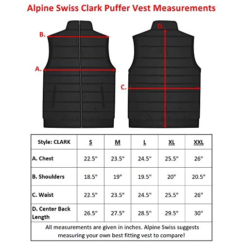 Alpine Swiss Clark Mens Lightweight Down Alternative Vest Jacket Black 2XL