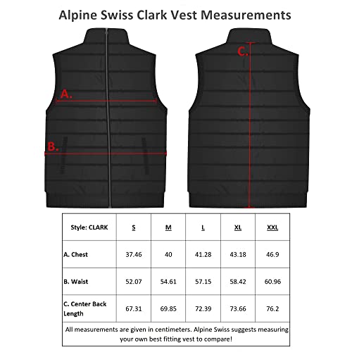 Alpine Swiss Clark Mens Lightweight Down Alternative Vest Jacket Black 2XL