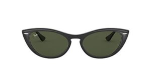 ray-ban women's rb4314n nina cat eye sunglasses, black/g-15 green, 54 mm