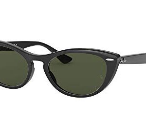 Ray-Ban Women's RB4314N Nina Cat Eye Sunglasses, Black/G-15 Green, 54 mm