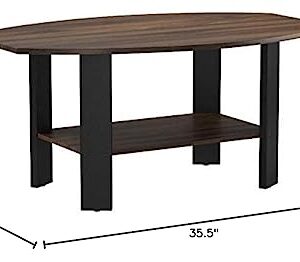 Furinno Simple Design Coffee Table, Columbia Walnut/Black