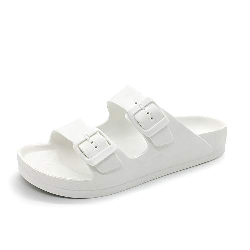 Luffymomo Adjustable Slip on Eva Double Buckle Slides for Mens (10 M US White)