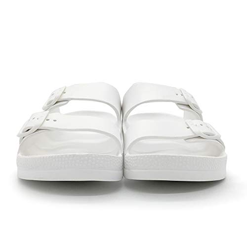 Luffymomo Adjustable Slip on Eva Double Buckle Slides for Mens (10 M US White)