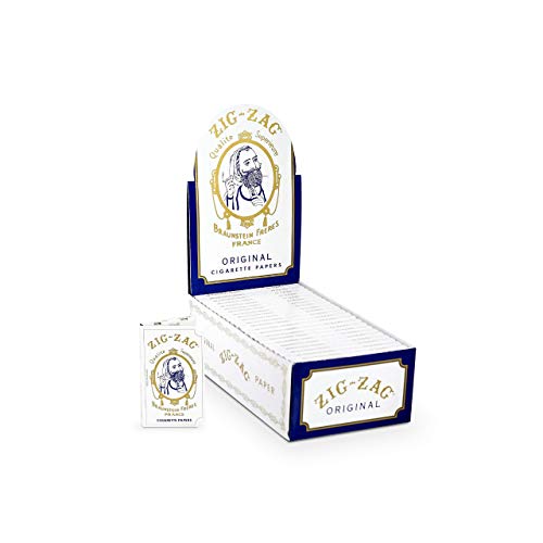 ZIG-ZAG Rolling Papers - Original White 70mm Papers with Natural Gum Arabic and Thin Glue Sealing Line - Available in 6 Booklets (192 Papers) or Carton of 24 Booklets (864 Papers) (24 Packs)