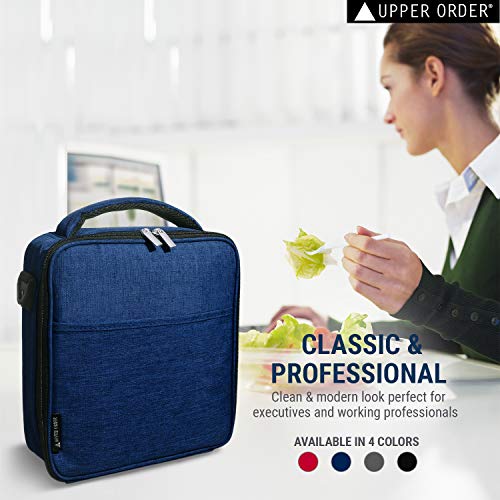 UPPER ORDER Reusable Insulated Lunch Box for Men and Women (Black) Durable Leakproof Cooler Tote Bag Freezable Lunch Bag for Adults. Top Women and Mens Lunch Box for Office Work, Picnic.