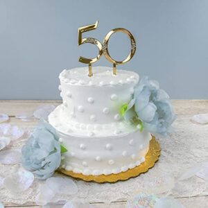 Simplicity Plastic Gold 50th Wedding Anniversary Cake Topper, 4.3" L x 5.4" H