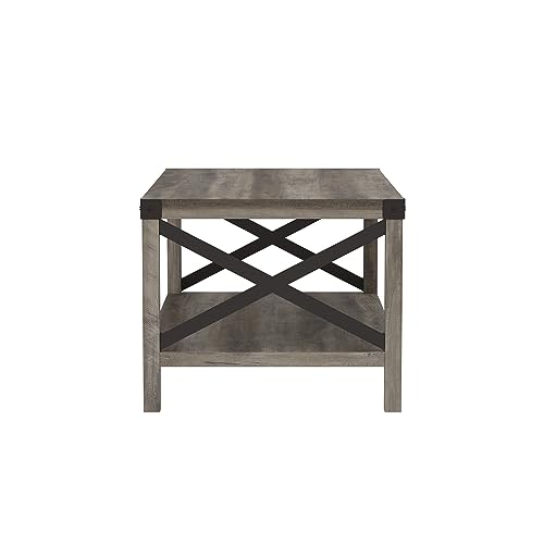 Walker Edison Sedalia Modern Farmhouse Metal X Coffee Table, 40 Inch, Grey Wash