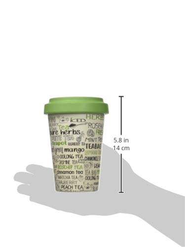 A'Domo PV-BAM-6285 Point-Virgule Travel Mug with Lid and Non-Slip Band Tea 500Ml, Bamboo, Fiber, Multicolor