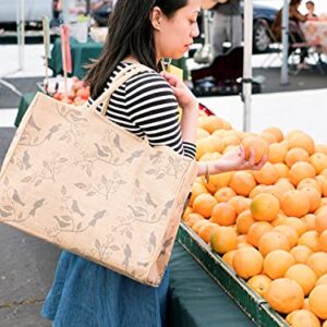 KAF Home Jute Market Tote Handles Reusable Grocery Bag, Triple Stripe