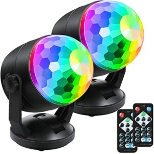 luditek [2-pack] portable sound activated party lights for outdoor indoor, battery powered/usb plug in, dj lighting, disco ball light, strobe light stage lamp for car room parties decorations dance