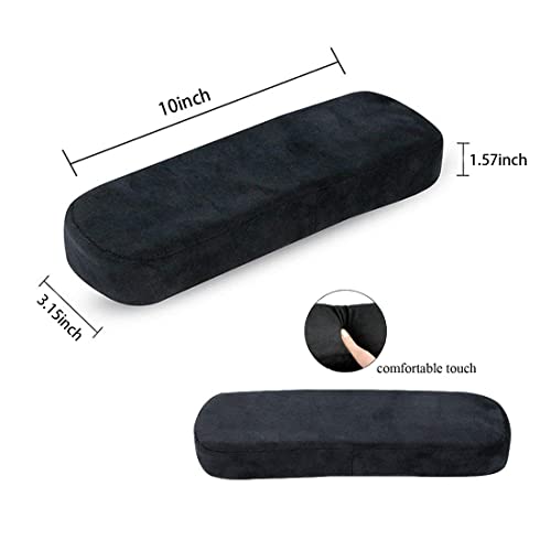 ZNCMRR 2 Pack Office Chair Armrest Pads Covers with Memory Foam Elbow Pillow for Forearm Pressure Relief, Black Arm Rest Covers for Office Chairs, Wheelchair, Comfy Gaming Chair