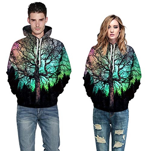 OWMMIZ Unisex Novelty Hoodies 3D Print Graphic Hooded Pullover Sweatshirt Pocket Small-Medium Black Green