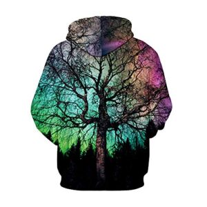 OWMMIZ Unisex Novelty Hoodies 3D Print Graphic Hooded Pullover Sweatshirt Pocket Small-Medium Black Green