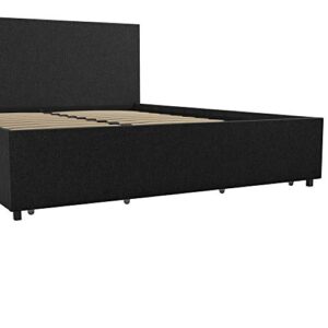 Novogratz Kelly Bed with Storage, Full, Dark Gray Linen