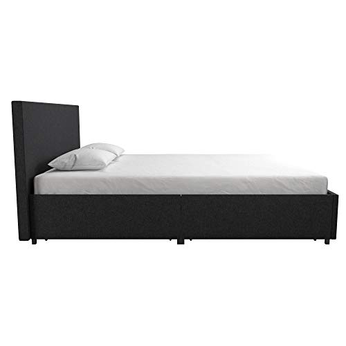 Novogratz Kelly Bed with Storage, Full, Dark Gray Linen