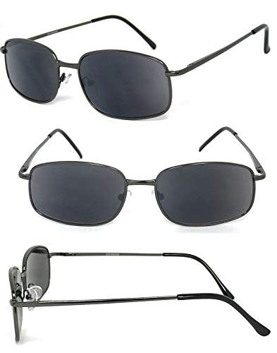 VeryHobby Retro Pilot Full Lens Magnified Tinted Sun Readers Reading Sunglasses Spring Hinges Temples (Gunmetal, 1.25)