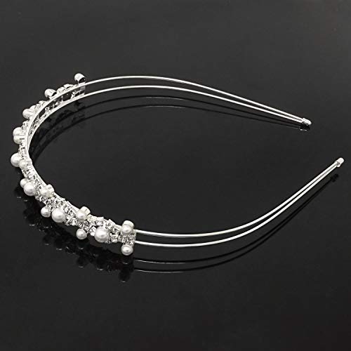 Honbay Fashion Wedding Hair Piece Photography Hair Accessories Bride Bridesmaid Flower Girl Crown Headband Hair Hoop Tiara with Crystal and Faux Pearls