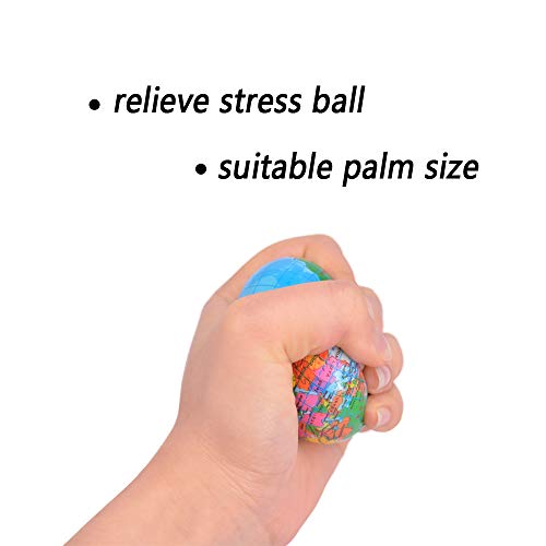 Wang-Data 24 Pack Squeezable World Stress Balls for Kids Mini Earth Ball - Pressure Relieving Health Balls Globe Pattern Balls , School, Classroom, Party Favors (2.5" Inches)